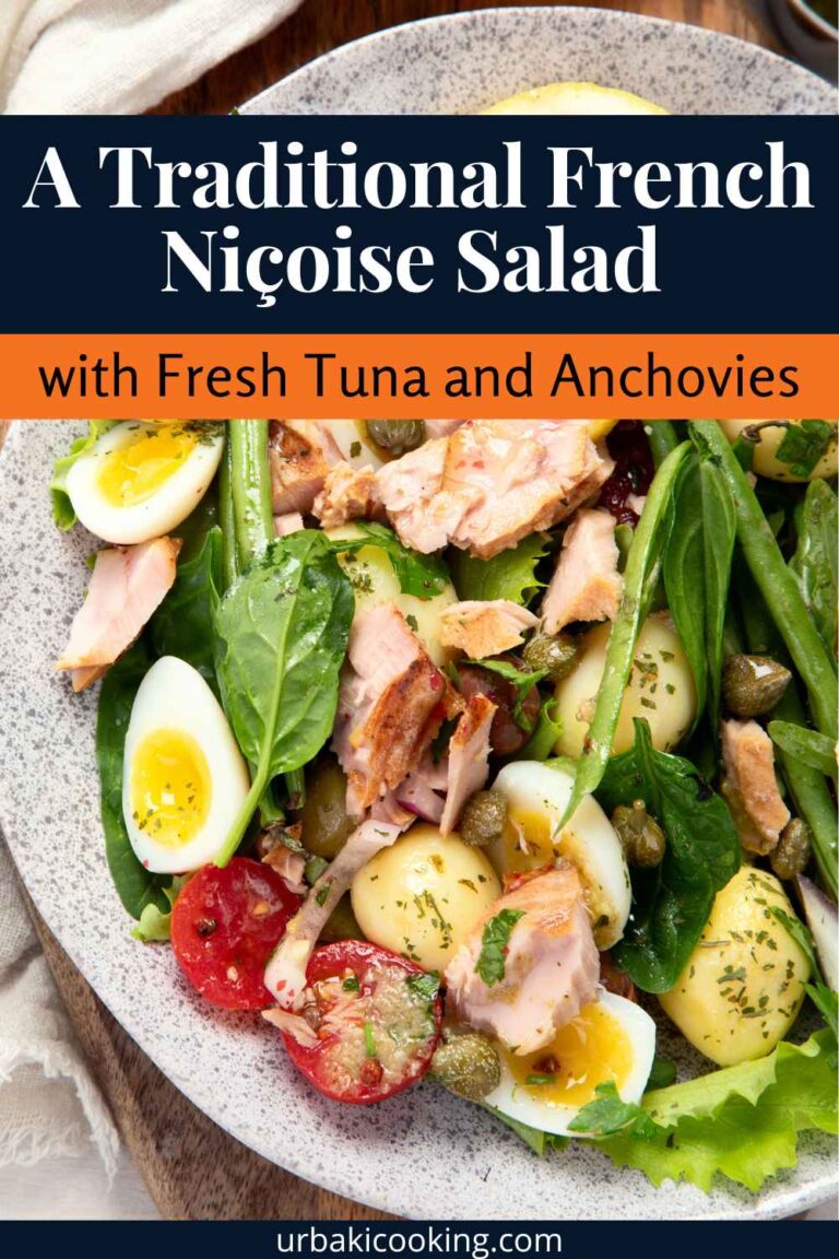 A Traditional French Niçoise Salad with Fresh Tuna and Anchovies