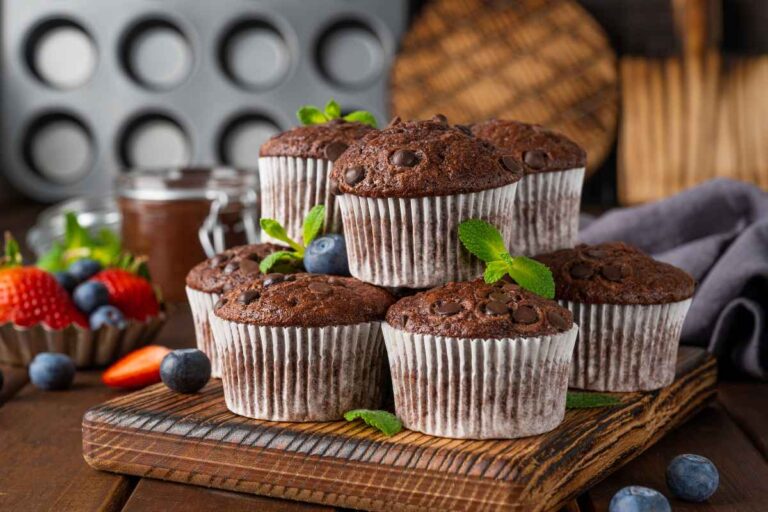 Chocolate Muffins with Fresh Berries and Mint – A Festive Dessert for ...